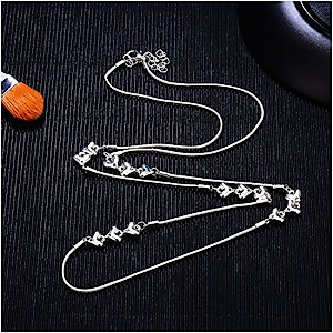 welbijoux Love Heart Shape Chain Necklace Silver Plating Snake Chain Statement Necklace for Women 40+3inch