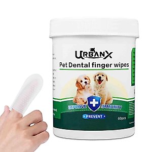 UrbanX Teeth Cleaning Wipes for Vizsla and Other Sporting Dogs Dogs, Remove Bad Breath, Plaque, and Tartar Buildup, No-Rinse Disposable Dog Finger Toothbrush, Gentle Gum Care Pet Wipes, 60 Count