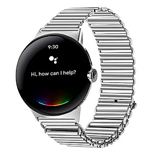 Aottom Metal Band Compatible with Google Pixel Watch Band Stainless Steel Metal Waterproof Strap, Adjustable Bracelet Replacement Wristband for Women Men (Gold)