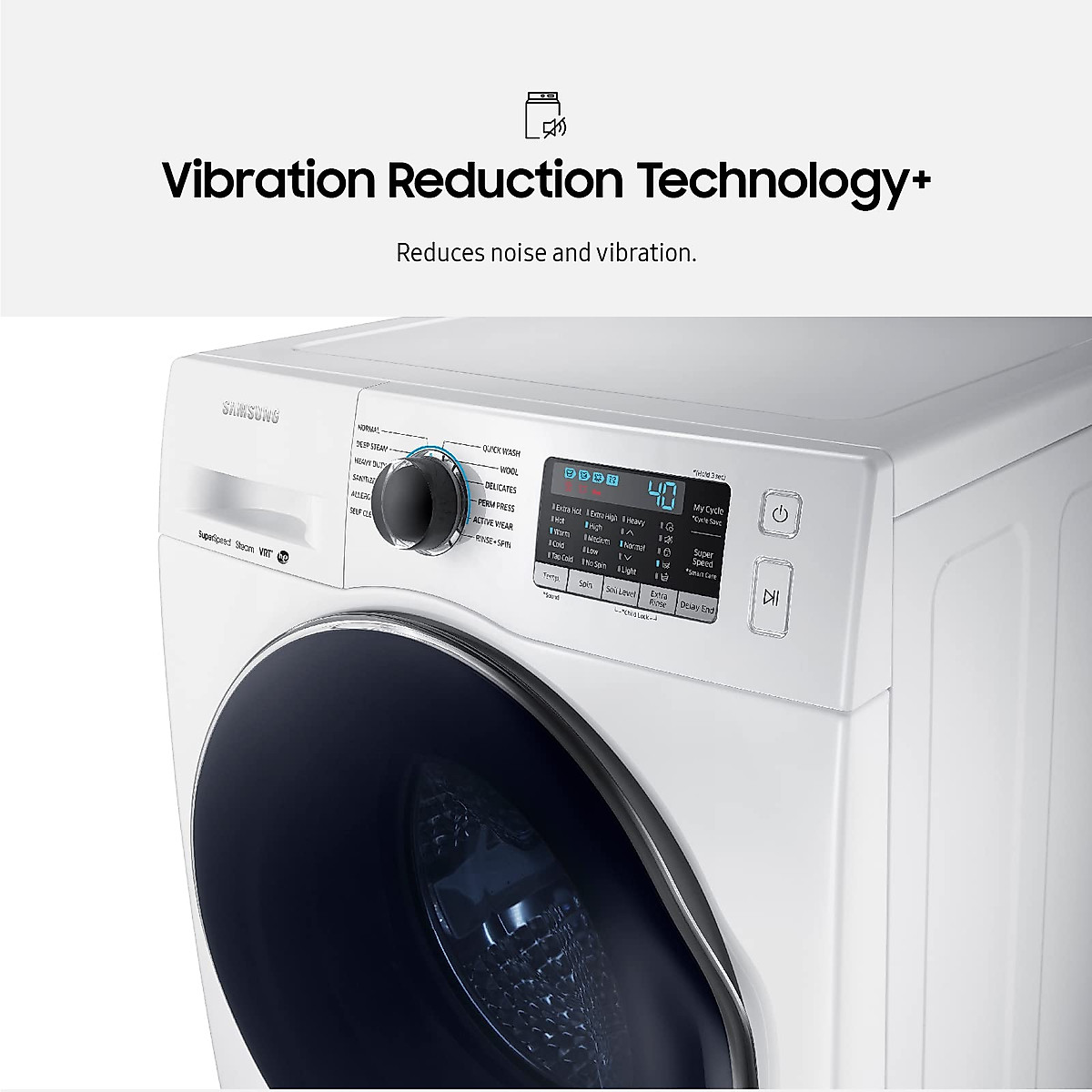 SAMSUNG 2.2 Cu Ft Compact Front Load Washer, Stackable for Small Spaces, 40 Minute Super Speed Washing Machine, Steam Wash Clothes, Self Cleaning, Energy Star Certified, WW22K6800AW/A2, White