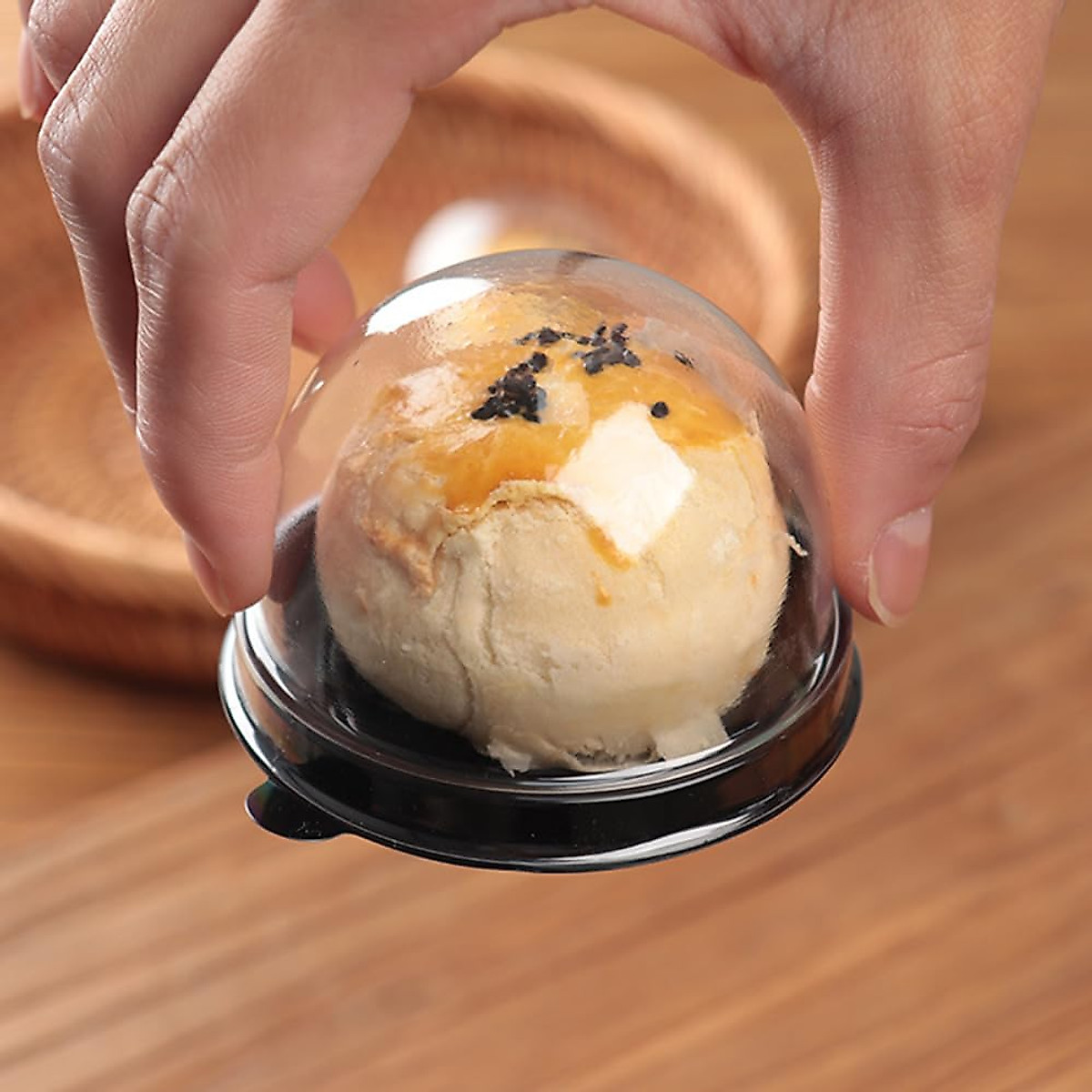 50 Set Clear Plastic Mini Cupcake Boxes Muffin Pod Dome Muffin Single Container Box Wedding Birthday Gifts Boxes Supplies (Black)