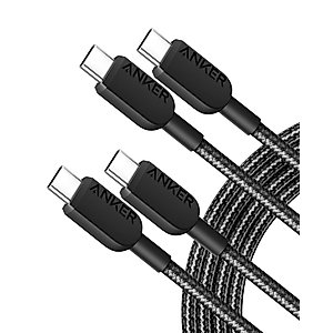 Anker USB C to USB C Cable,Type C charger Fast Charging Cord (6FT,2Pack) for iPhone 16/15 Series,iPad Air 4,MacBook Pro 2022 and More (USB 2.0,Black)