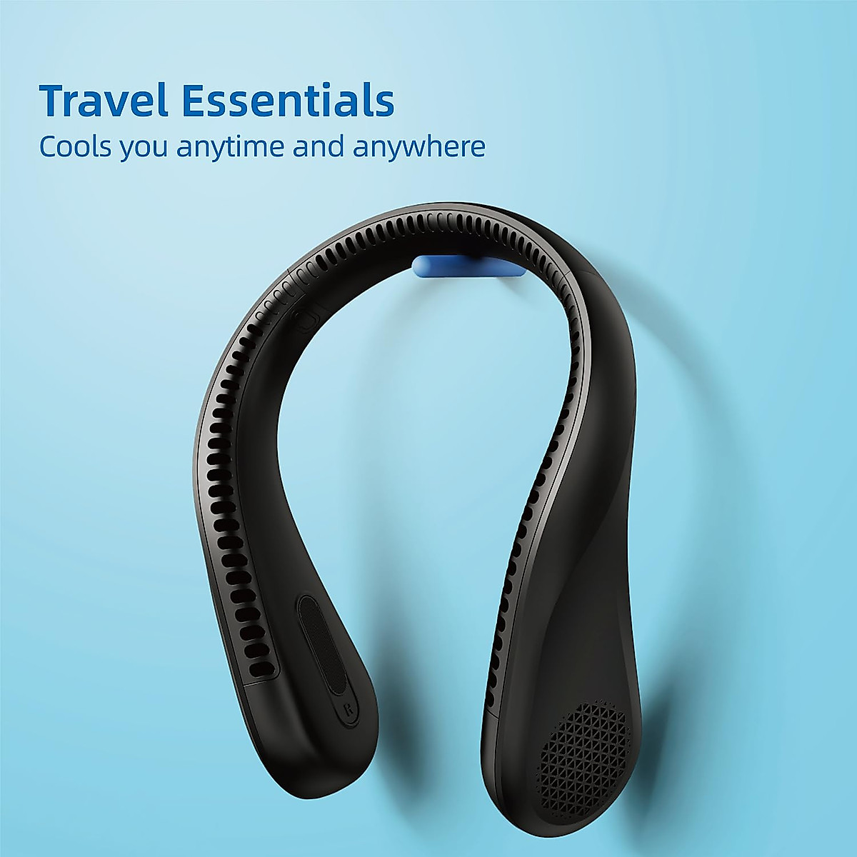 Nuerst Neck Fan, 5000mAh Portable Personal Fan, Hands-Free Bladeless Fan, Wearable Fan, 3 Speeds, Strong Airflow, Cooling Fan for Travel, Outdoor, Indoor, Black