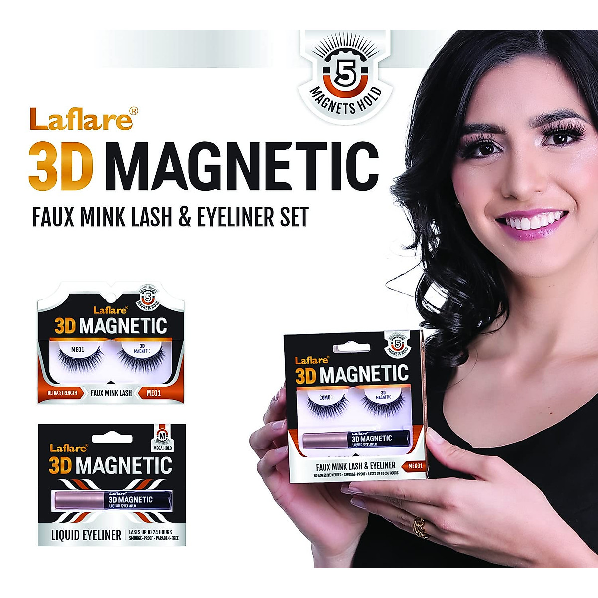 Laflare 3D Magnetic Liquid Eyeliner for 3D Magnetic Eyelashes, Smudge-proof, Cruelty-Free, Paraben-Free, Fragrance-Free, Vegan, Mega Hold