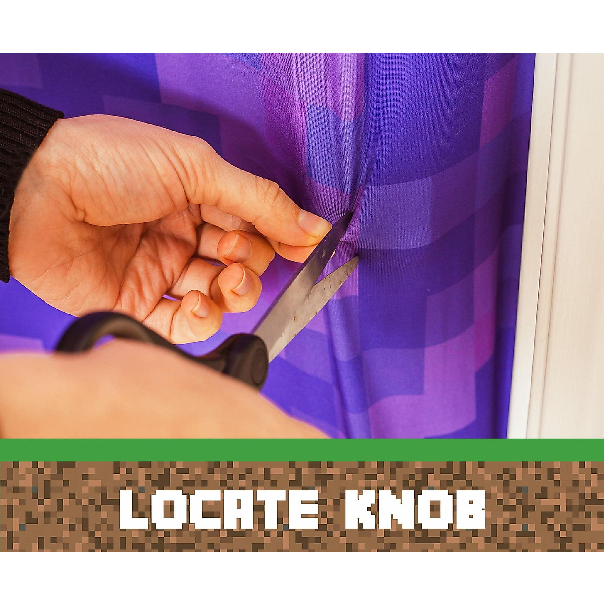 Ukonic Minecraft Purple Nether Portal Gateway Fabric Door Cling | Wall Decorations, Playroom Accessories, Kids Room Essentials Home Decor | Video Game Gifts and Collectibles | 34 x 82 Inches