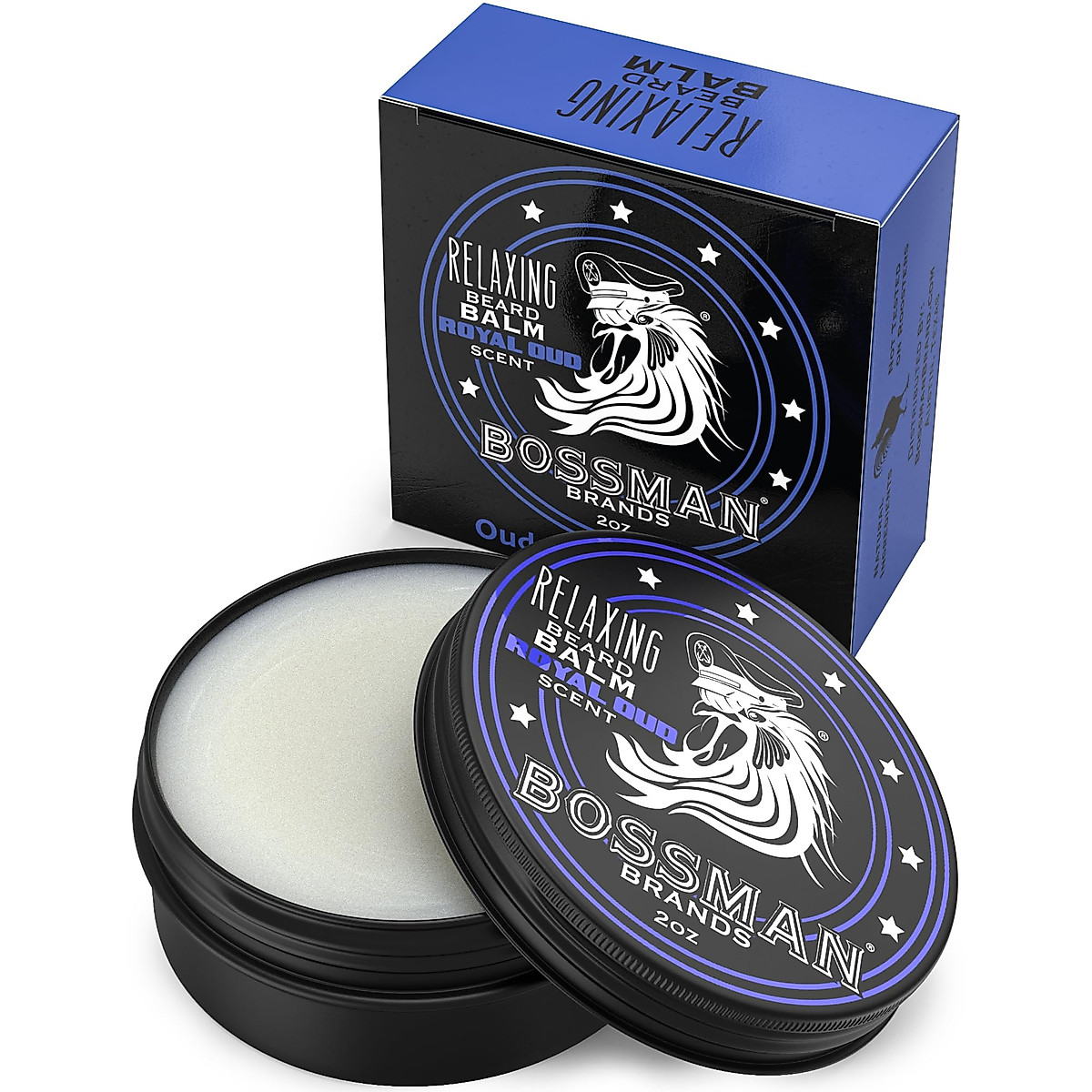Bossman Relaxing Beard Balm - Beard Tamer, Relaxer, Thickener and Softener Cream - Beard Care Product - Made in USA (Royal Oud Scent)