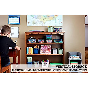 Organize Your Home Stackable Storage Containers with Open Front, 2 Pack, Great Organizing Bins for Pantry, Closet, Bedroom, and all Storage, Grey, 19.8” x 15.2” x 9.3”