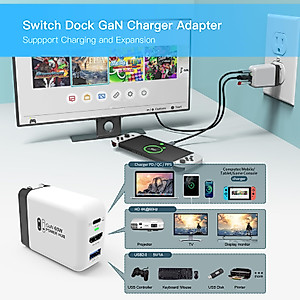 Mirabox 65W Portable Dock Charger for Nintendo Switch, Compatible with Switch OLED/Steam Deck/ROG Ally/Samsung Dex/iPad/MacBook, 4K 60Hz USB C TV Docking Station, Support Charging and HDMI Output