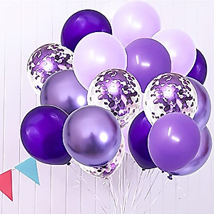 Purple Shades Balloons Garland Arch Kit-128Pcs 5” 12” Dark Pastel Light Metallic Confetti Purple Balloons Arch Set for Purple Wedding Birthday Baby Shower Graduation Party Decorations