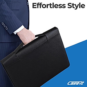 Case-it Executive Zippered Padfolio with Removable 3-Ring Binder and Letter Size Writing Pad, Black (PAD-40)