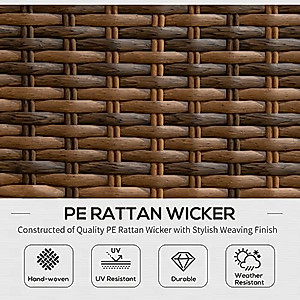 Outsunny 4 Piece PE Wicker Patio Furniture Set, Conversation Set with 2 360° Swivel Rocking Armchairs, 1 Loveseat Sofa, Thick Cushions and Glass Table Top Table, Gray