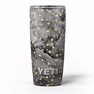 Design Skinz Black and Gold Watercolor Polka Dots - Skin Decal Vinyl Wrap Kit Compatible with The Yeti Rambler Cooler Tumbler Cups