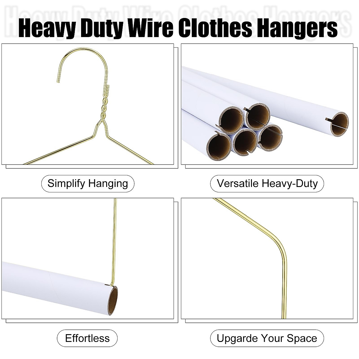 Didaey 20 Pcs Gold Dry Cleaner Hangers 18" Drapery Hanger and Tubes Tablecloth Hangers Blanket Hanger Drapery Hangers with Strong 10.5 Gauge Wire for Heavy Items