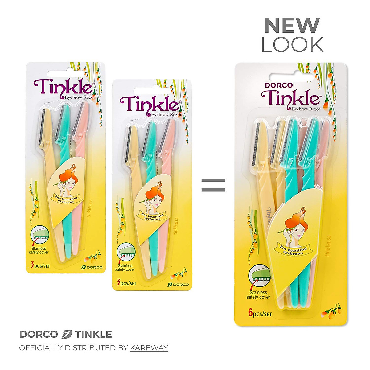 TINKLE DORCO EYEBROW RAZOR, 5 PACKS (15 RAZORS) | DERMAPLANING RAZOR TOOL | HOLIDAY STOCKING STUFFERS
