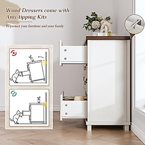 EnHomee Dresser for Bedroom with 9 Drawers, Rustic Wood Dressers & Chests of Drawers with Antique Handles and Smooth Rail, 51.97" Long Dresser TV Stand for Sitting Room, Entryway, Antique White