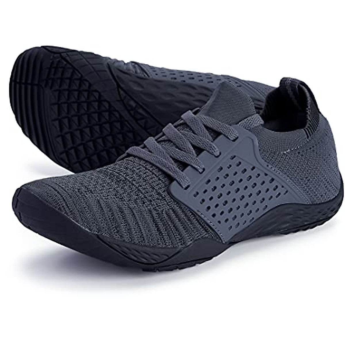 WHITIN Men's Trail Running Shoes Minimalist Barefoot Wide Width Toe Box Size 11 Gym Workout Fitness Low Zero Drop Sneakers Treadmill Free Dark Grey 44