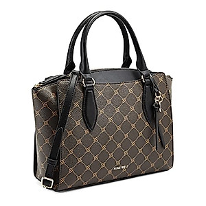 NINE WEST womens Paisley Jet Set satchel tote, Brown/Black, One size US