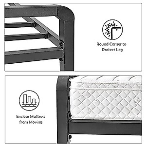 JOM California King Bed Frames with Headboard and Storage No Box Spring Needed Metal-Wood Platform Heavy Duty Bedframe Cal King Size Frame