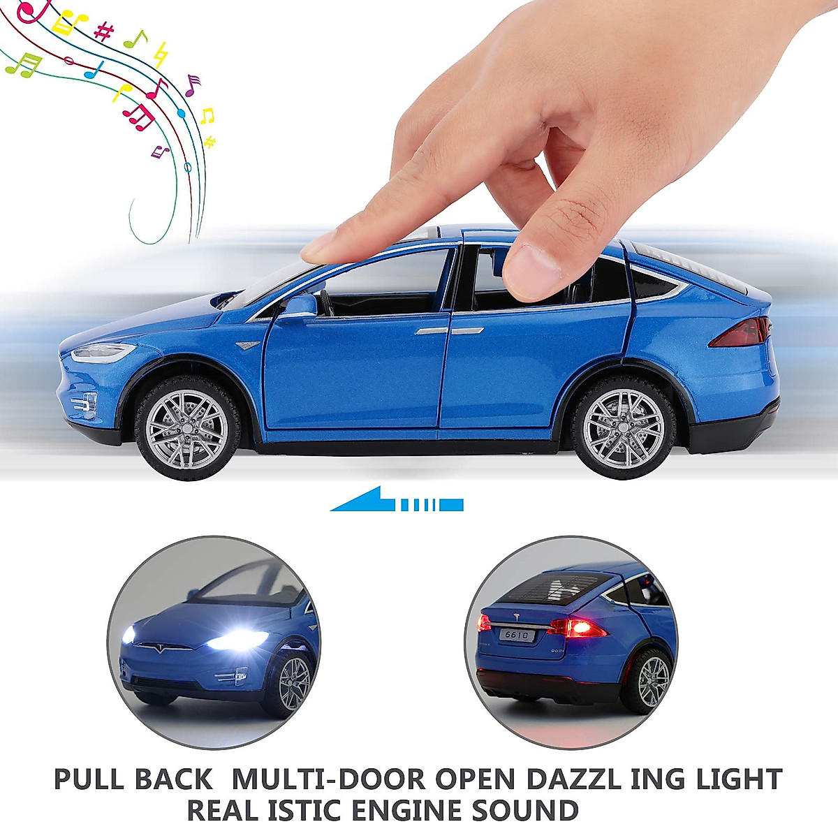 Diecast Toy Car Model X,Zinc Alloy Casting Pull Back Vehicles,1:32 Scale for 4 to 12 Years Old Toddlers Kids Toy Gift - with Lights and Music