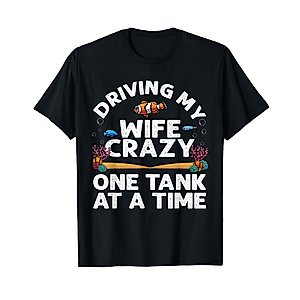 Funny Aquarium Designs Men Dad Husband Fish Tank Fishkeeping T-Shirt
