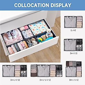 NAC HOOH Drawer Organizer Clothes 12Pack Underwear Drawer Organizer Foldable Closet Organizers and Storage Dresser Drawer Dividers for Clothes Socks Scarves Towels Ties (Gray) (12 PACK Gray)