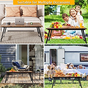 Xankzi Folding Coffee Table, Portable Wood Low Table with Metal Legs, No Assembly Required, Small Foldable Floor Desk for Tea Room/Living Room/Small Spaces (39.4in x 23.6in x 15.8in) (Rustic Brown)