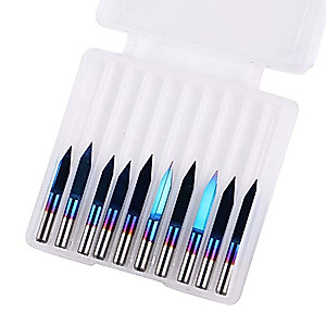 Genmitsu 10Pcs Nano Blue Coat Engraving Bits, 30 Degree 0.1mm Tip 1/8" Shank Conical V-Bit