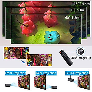 Portable Mini Projector with WiFi & Bluetooth, Full HD 1080P Supported Outdoor Movie Projector Wireless Phone Mirroring, Smart Home Android Projector Digital Zoom for HDMI,USB,Laptop,PC,TV Stick,DVD