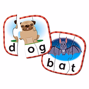 Learning Resources 3-Letter Word Puzzle Cards, Kindergarten Readniness, Self Correcting Puzzles, Ages 3+