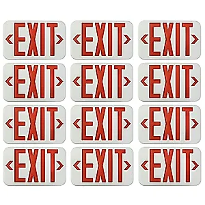Ciata Red Led Emergency Exit Lights with Battery Backup - Emergency Fire Exit Sign, Light up Exit Sign, Lighted Exit Sign, Exit Signs for Business, Neon Exit Sign, Exit Sign Battery Powered - 12 Pack