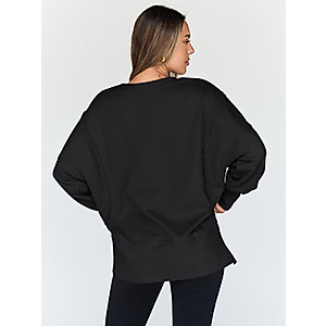 Trendy Queen Womens Oversized Sweatshirts Hoodies Crewneck Shirts Fall Outfits Teen Girls Y2k Winter Clothes Black XL