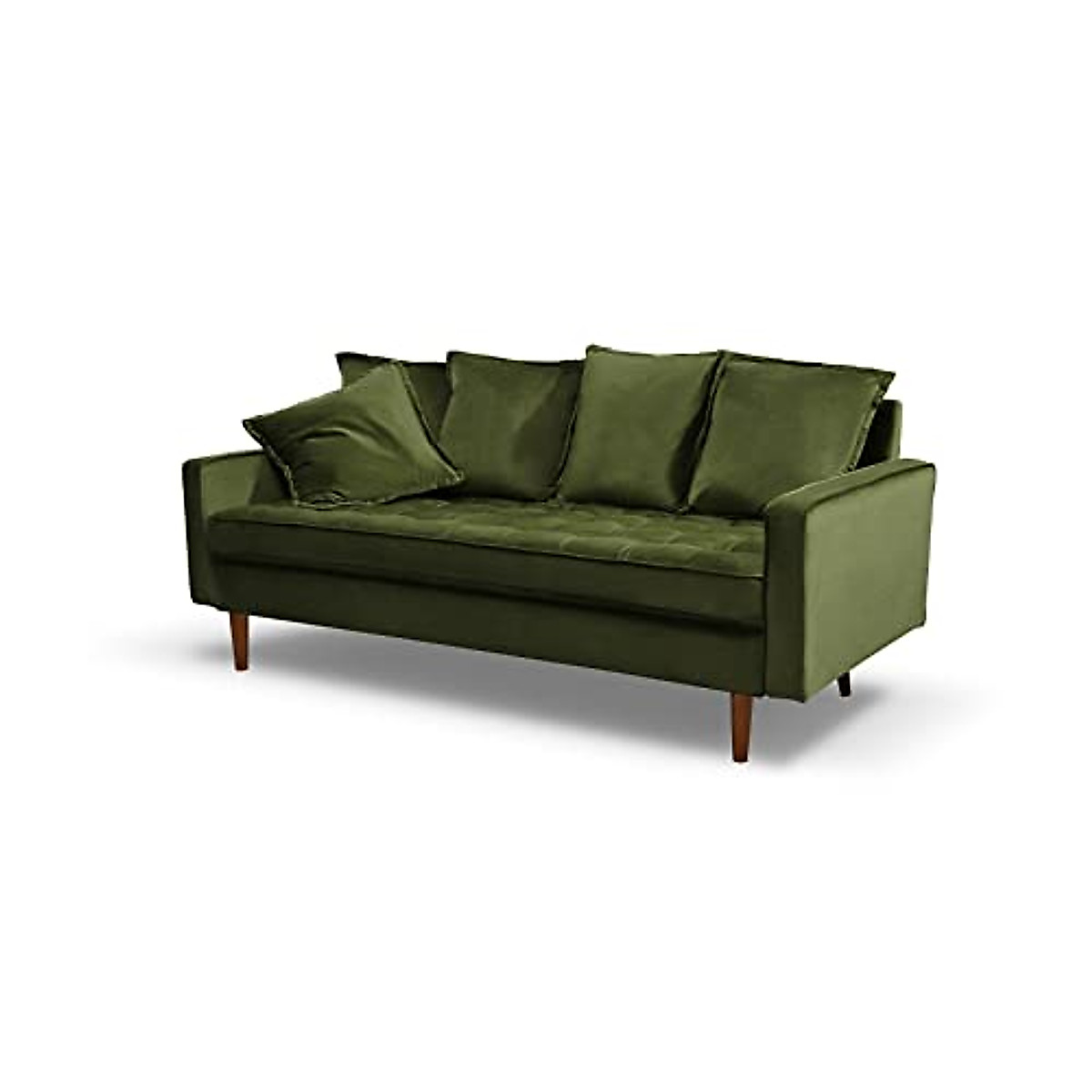 SILKIR 3-Person Sofa Couch for Living Room | Perfect for: Apartment/Studio/Office & Small Space | Velvet Fabric | Fast and Easy Assembly | (Olive Green) Modern Contemporary Mid-Century