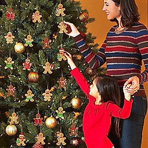 36pcs Christmas Wooden Gingerbread Man Ornaments Gingerbread Wood Ornament Ginger Man Christmas Tree Hanging Decorations Gingerbread Figurines Pendant Presents for Xmas Home Party Favor Supplies