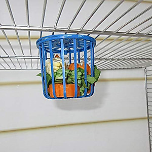 POPETPOP Bird Feeder Parrot Fruit Vegetable Holder Bird Treat Holder Cage Hanging Food Basket Container for Macaw African Grey Cockatoo