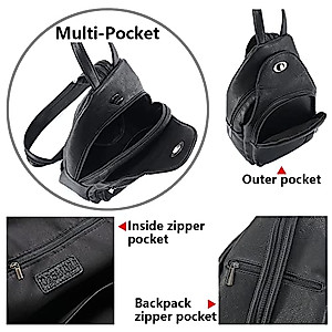 OISLUMU Small Backpack Purse for Women Fashion PU Leather Backpack Convertible Ladies Sling Bag (Black)