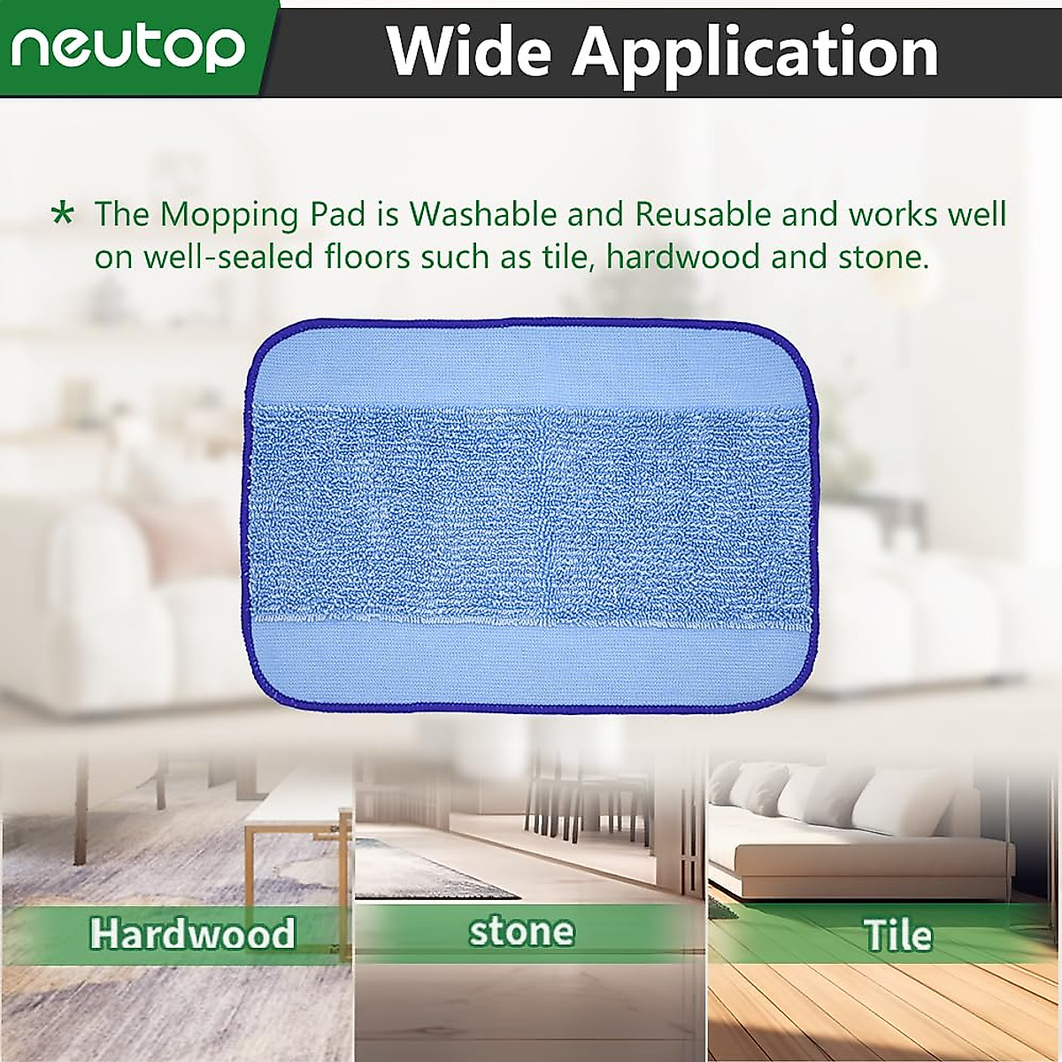 neutop Replacement Parts Mop Pad Cloths Compatible with iRobot Braava 320 380 381 380T 390 390T Mint 4200 4205 5200 5200C Models, 6 Wet 3 Dry 5 Wick Caps.