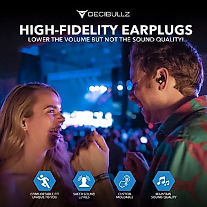 Decibullz Custom Molded High Fidelity Earplugs for Concerts, Musicians, and Noise Sensitivity