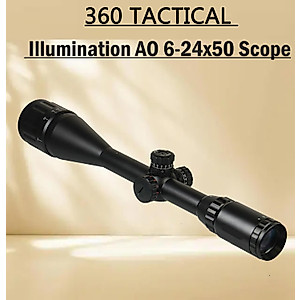 360 TACTICAL 6-24x50 AOE Red & Green Illuminated Rangefinding Mil Dot Hybrid Crosshair Scope