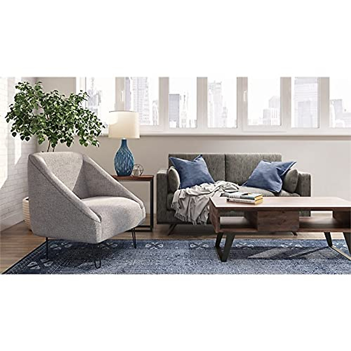 SIMPLIHOME Skyler SOLID MANGO WOOD and Metal 18 Inch Wide Rectangle C Side Table in Dark Cognac Brown, Fully Assembled, For the Living Room and Bedroom