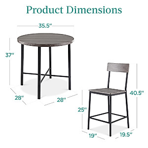 Best Choice Products 5-Piece Modern Round Counter Height Dining Set for Home Kitchen, Dining Room w/ 4 Chairs, 1.5in Thick Table - Gray