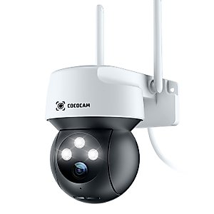 COCOCAM 2K Security Camera Outdoor, Wireless Cameras for Home Security Outdoor, 2.4GHz WiFi Security Camera with Auto Tracking, Motion Detection with Spotlight, Color Night Vision Camera, 2-Way Audio