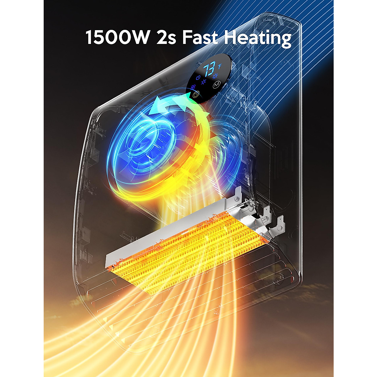 Electric Wall Heaters for Indoor - 1500W Fast Heating Space Heaters for Indoor Use, Energy Efficient Indoor Space Heater Panel Wall Heaters with 3 Fan Speeds, Thermostat, Remote