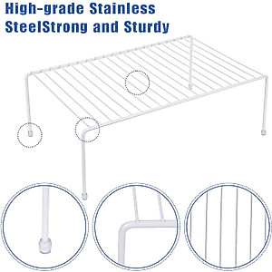 JBESUHI Set of 2 Large (16.1 x 10.2 Inch) Cabinet Storage Shelf Rack, Kitchen Shelves，Kitchen Counter and Cabinet Shelf, Storage Rack Organizer for Kitchen, Bathroom Cupboard (White)