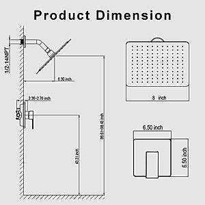 Holispa Shower Faucet Set, Black Shower Faucet with 8-Inch Shower Head, All Metal Shower Head and Handle Set, Shower Trim Kit Included Shower Valve, Matte Black
