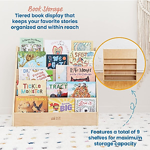 ECR4Kids Birch Streamline Book Display and Storage Cabinet Bundle | Natural