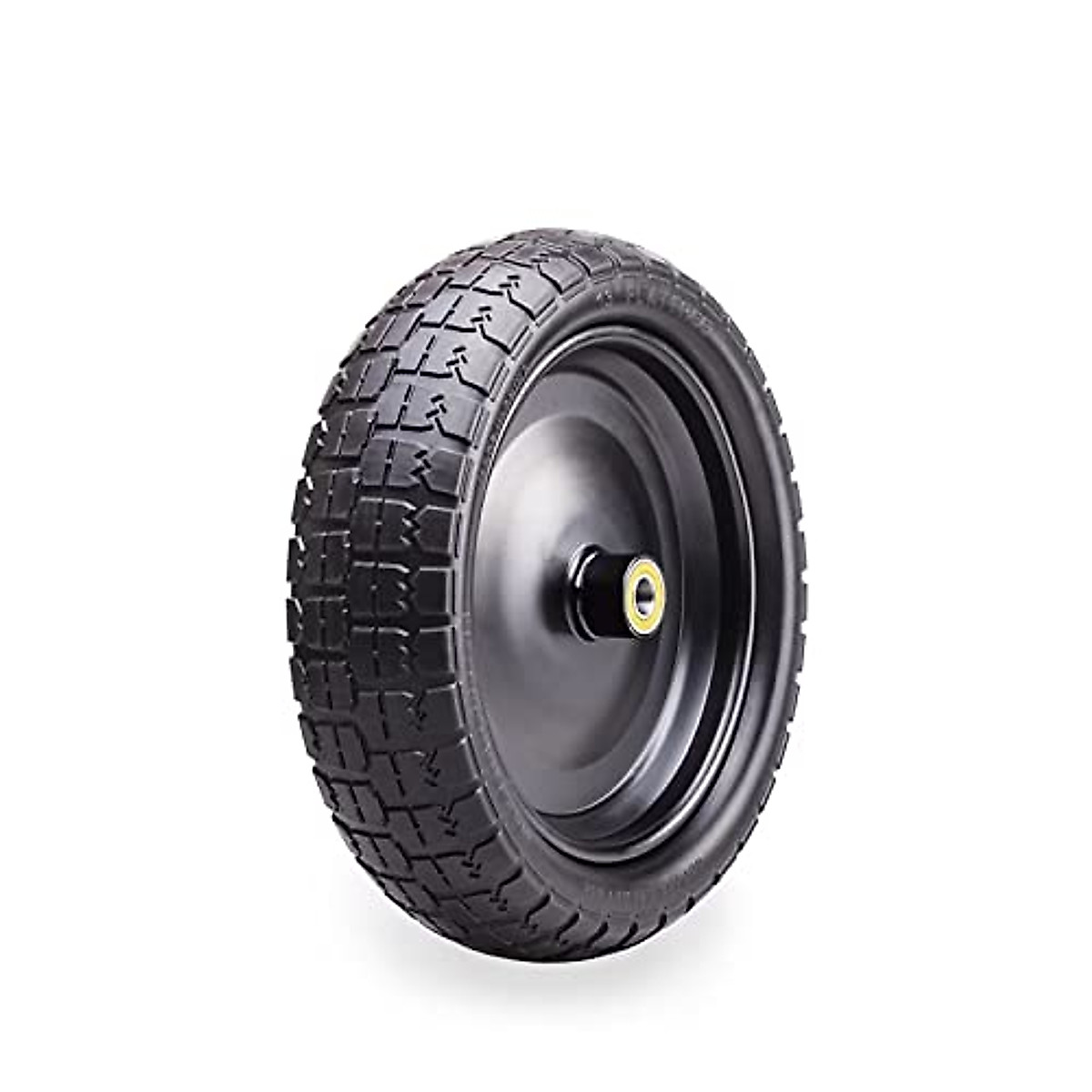 HIKYROKY 4.00-6 Flat Free Solid Polyurethane Tire and Wheel 1 Pc, 13 Inch PU Airless Tires Replacement with 5/8" Ball Bearings, Easy Fit for Lawn Garden Carts, Hand Trucks, Generators More, 1 Pack