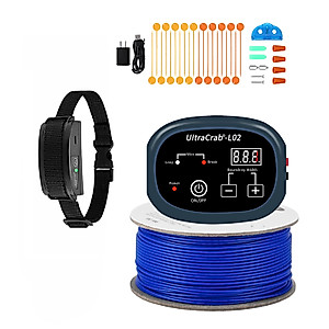 UltraCrab Basic In-Ground Pet Fence - Underground Electric Pet Fence System with Waterproof and Rechargeable Training Collars - Electric Fence for Dogs