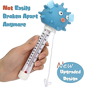 XY-WQ Floating Pool Thermometer, Large Size Easy Read for Water Temperature with String for Outdoor and Indoor Swimming Pools and Spas (Puffer)