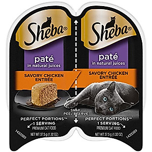 SHEBA PERFECT PORTIONS Paté Adult Wet Cat Food Trays (24 Count, 48 Servings), Savory Chicken Entrée, Easy Peel Twin-Pack Trays