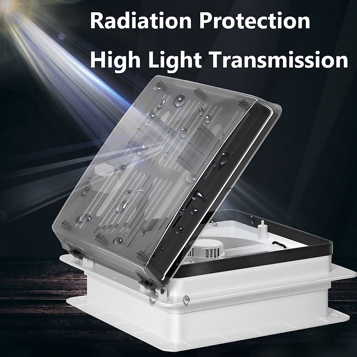 2012 Electric Air Max 14" Vent RV Roof Vent Reversible Exhuast Fan, Ultra Low Sound Level Permanent RV Air Ventilation Ceiling Fan 12V Remote with Rain Sensor, Semi-transparent UV-Proof Cover Lid